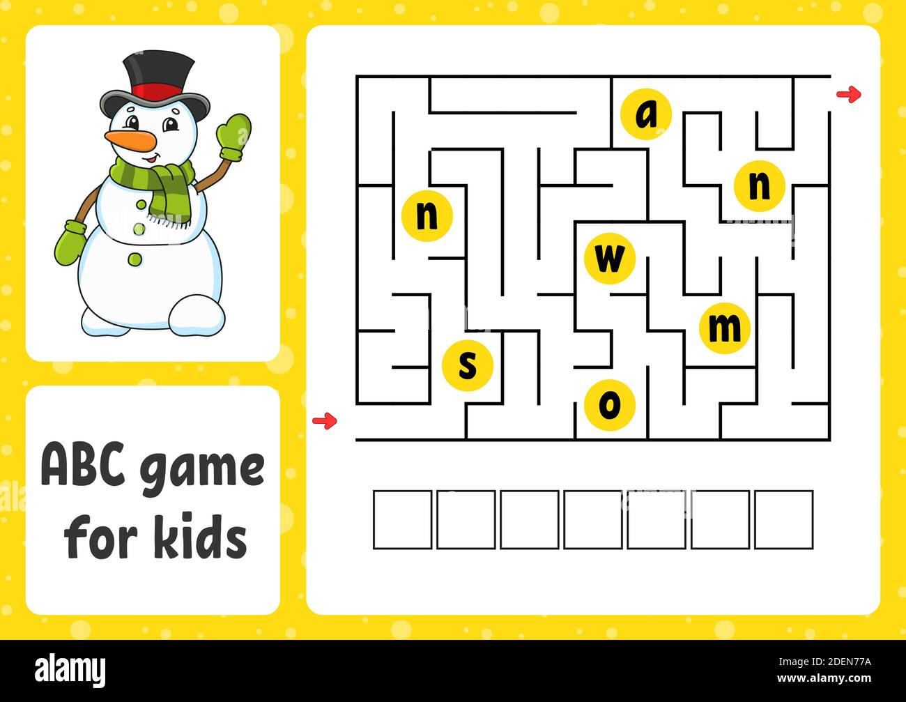 ABC maze for kids. Rectangle labyrinth. Christmas theme. Activity ...