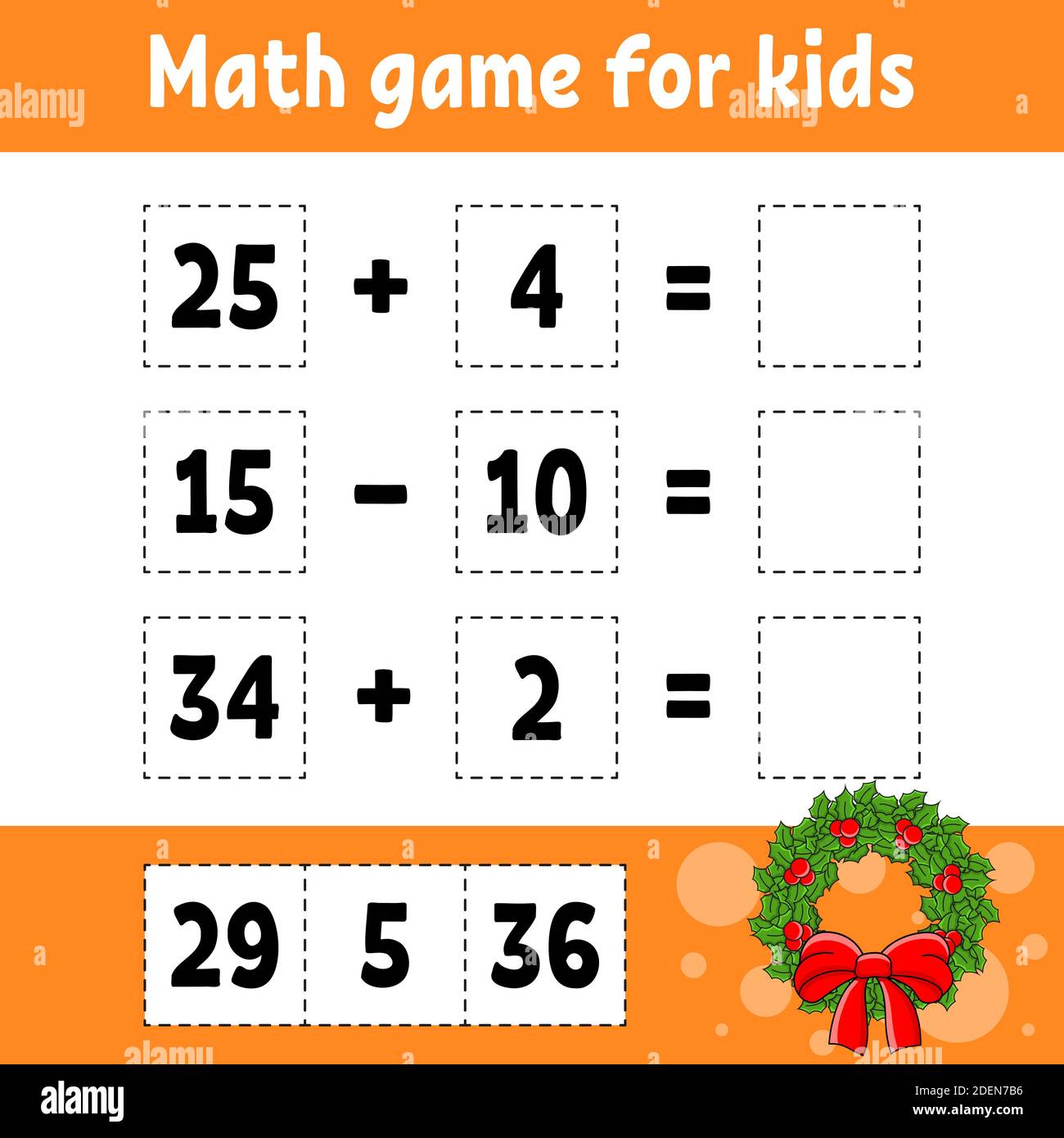 Math game for kids. Christmas theme. Education developing worksheet ...