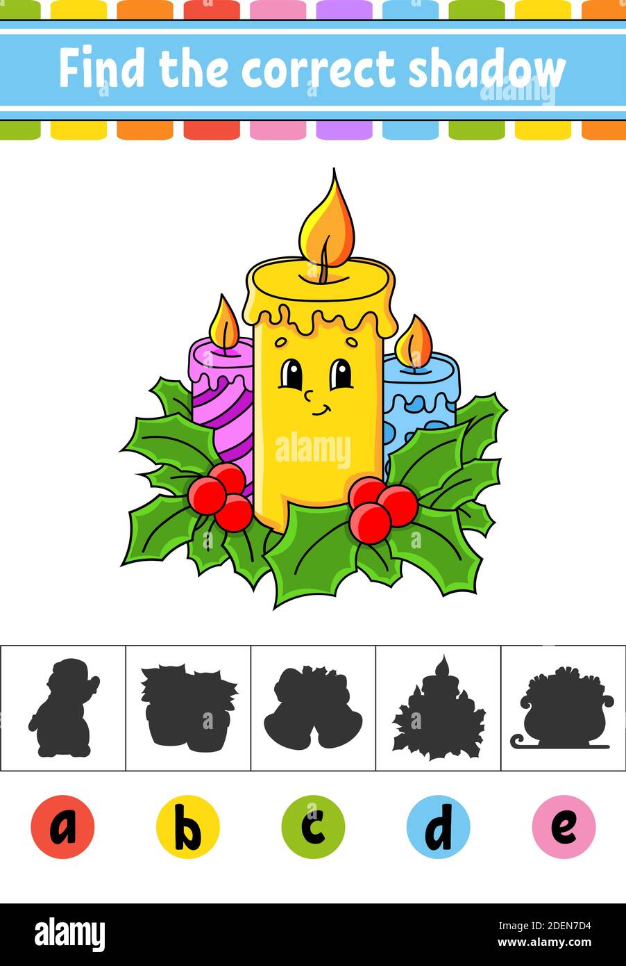 Find the correct shadow. Education developing worksheet. Christmas ...