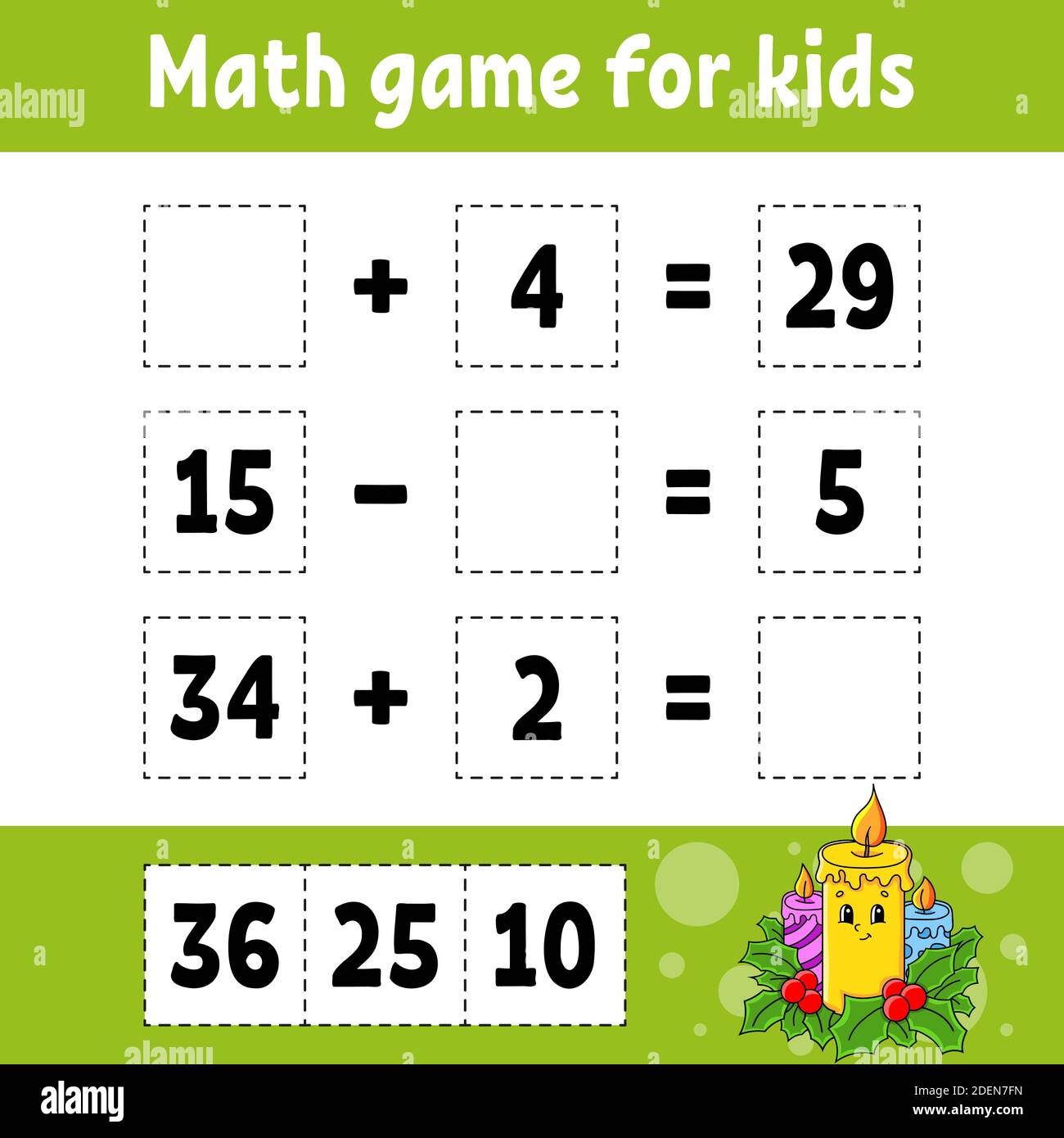 Math game for kids. Christmas theme. Education developing worksheet ...