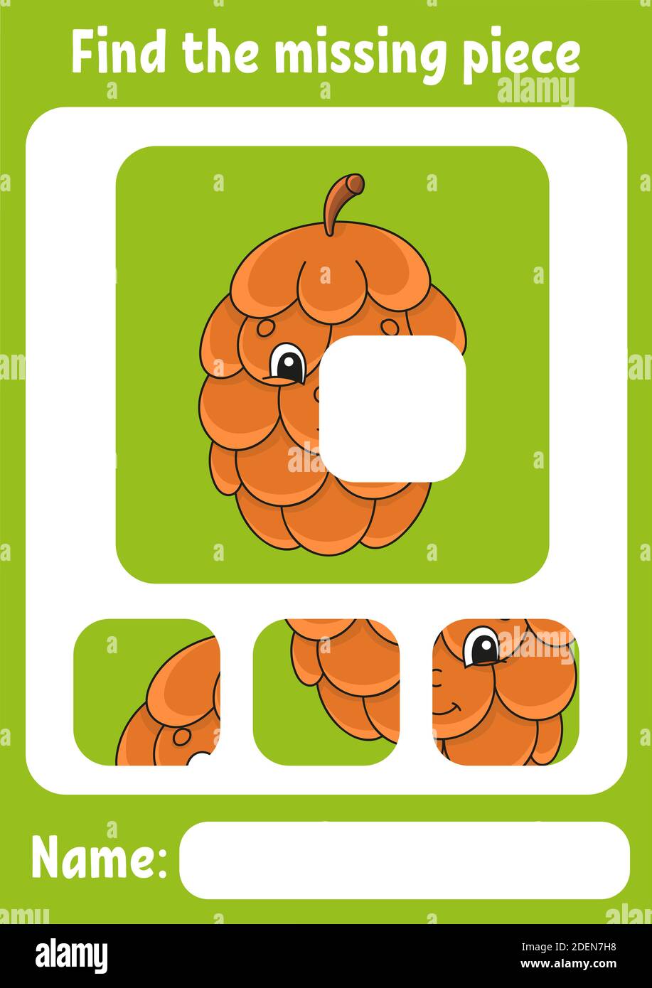 Find the missing piece. Education developing worksheet for kids. Puzzle ...