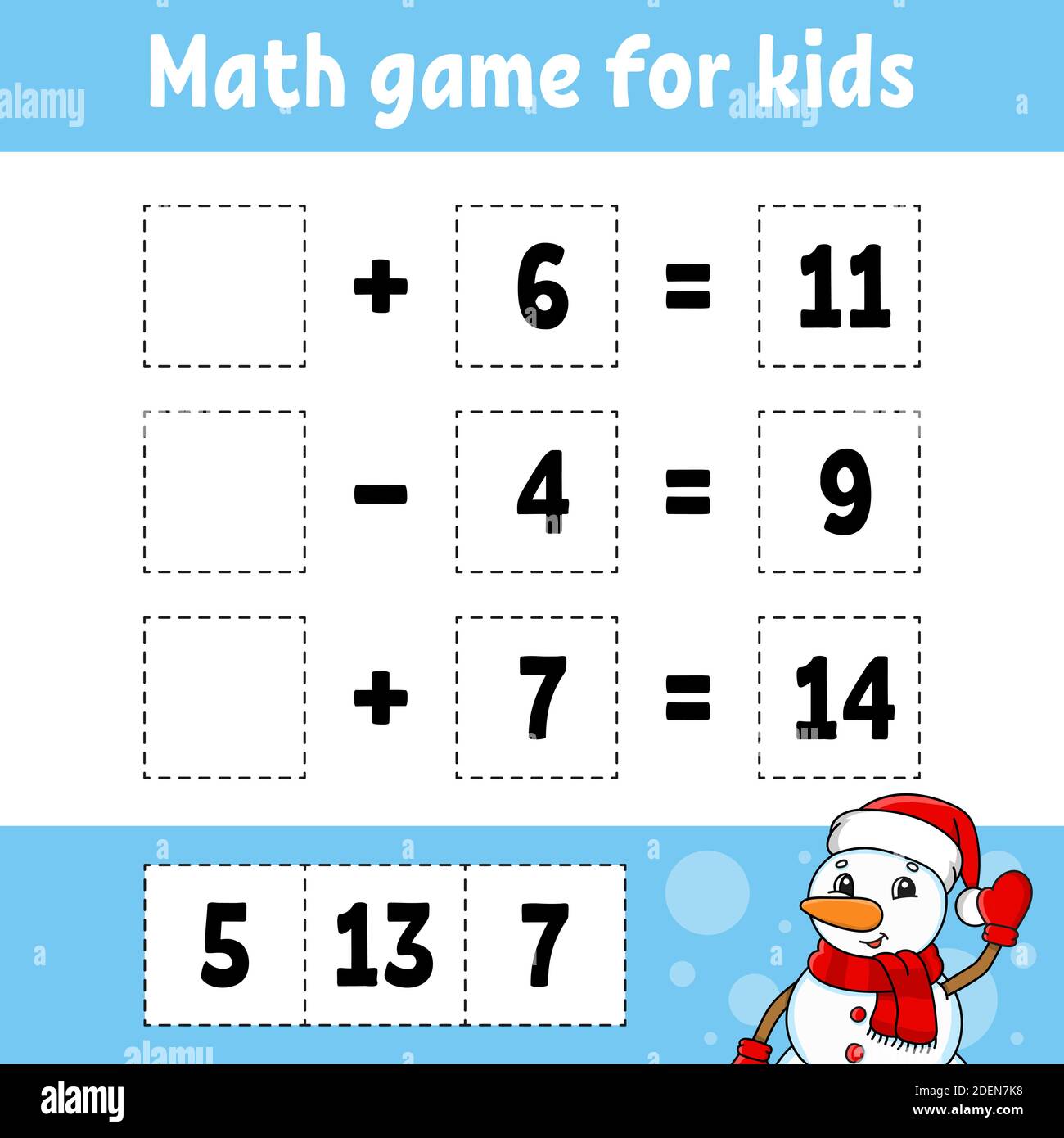 Math game for kids. Christmas theme. Education developing worksheet ...