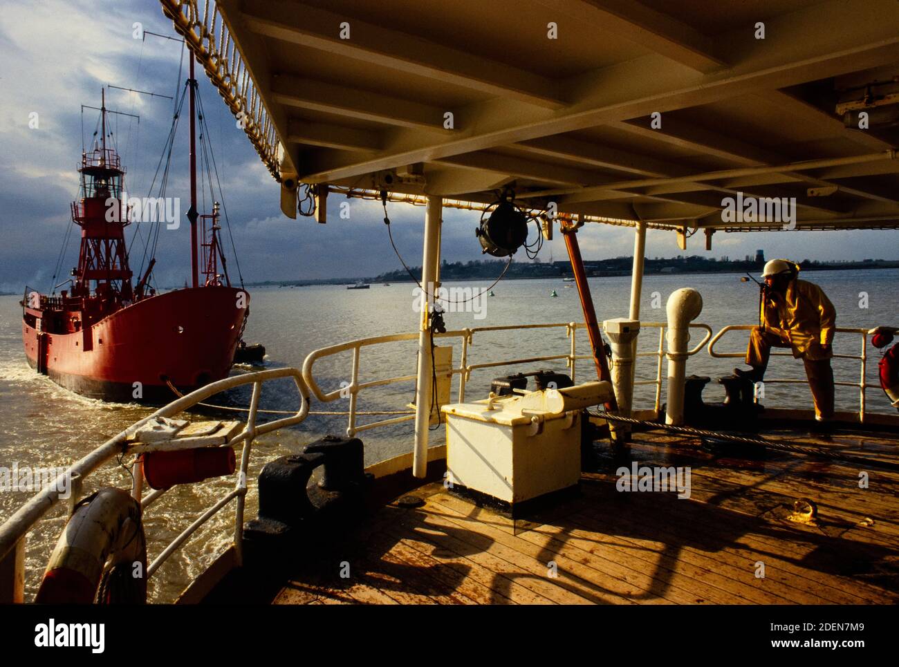 Lightships in the North Sea being towed into port before being ...