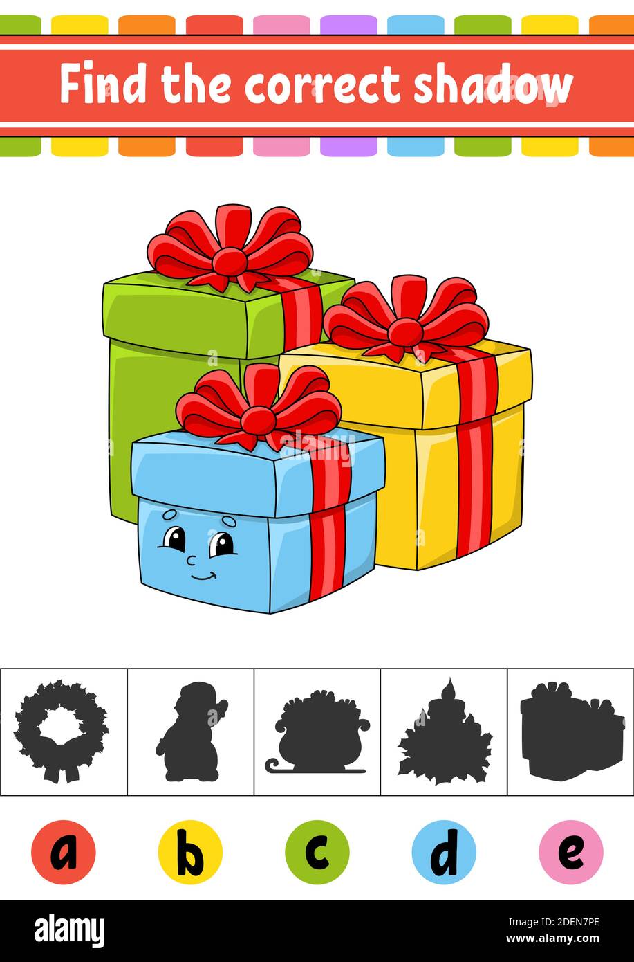 Find the correct shadow. Education developing worksheet. Christmas ...
