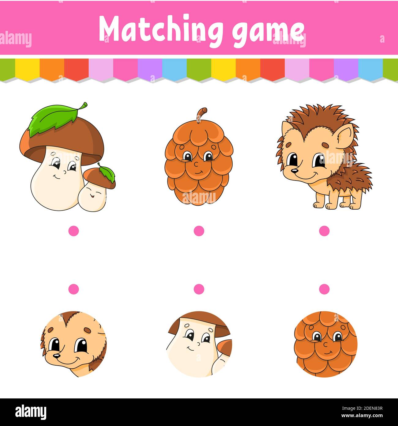 Matching game for kids. Education developing worksheet. Draw a line ...