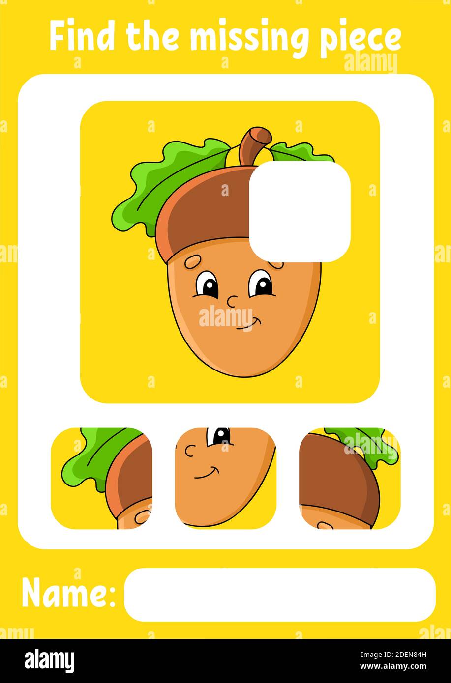 Find the missing piece. Education developing worksheet for kids. Puzzle ...
