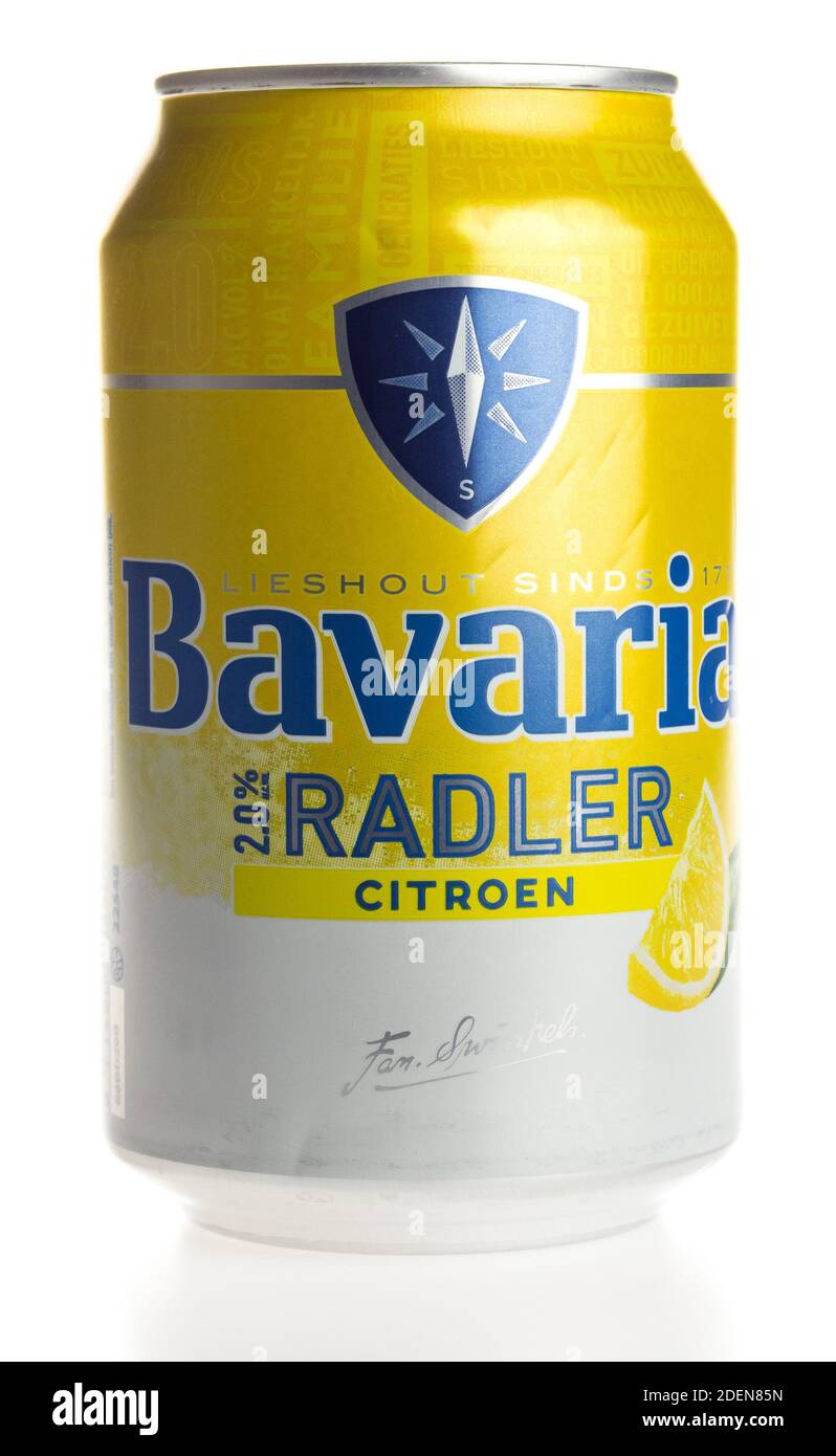 Can of Bavaria Lemon Radler beer isolated on a white background Stock ...