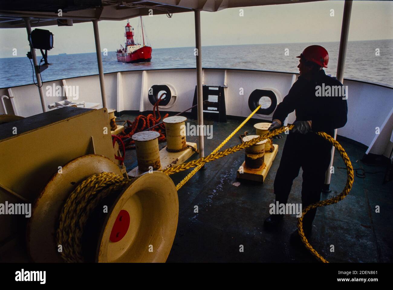 Lightships in the North Sea being towed into port before being ...