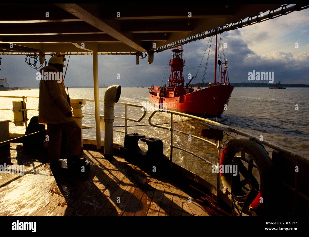 Lightships in the North Sea being towed into port before being ...