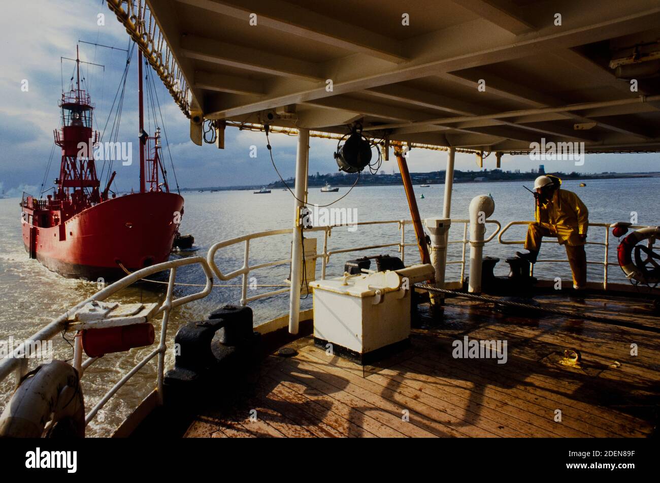 Lightships in the North Sea being towed into port before being ...