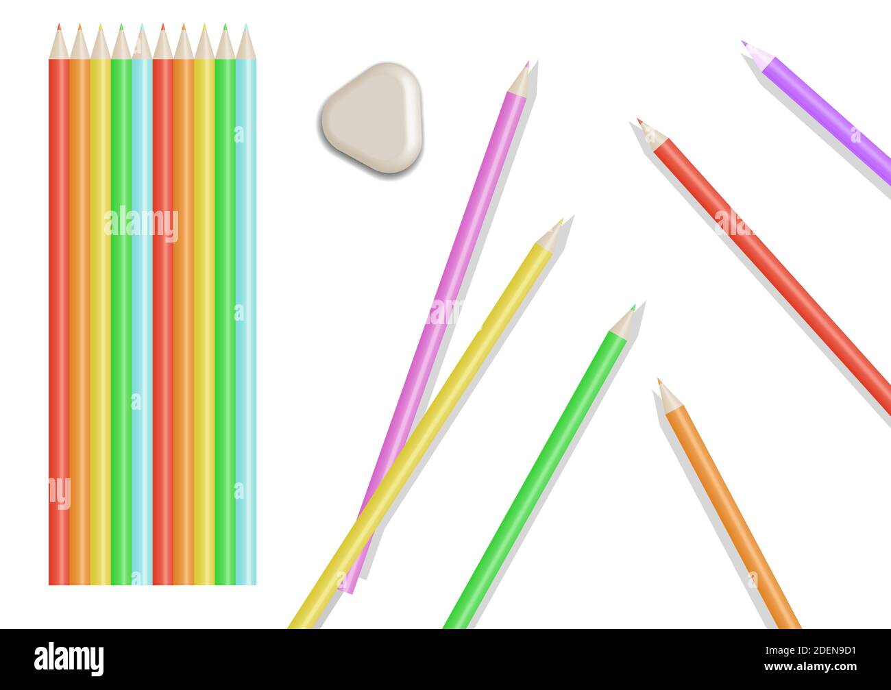 A set of bright colored pencils. Vector isolated illustration Stock ...