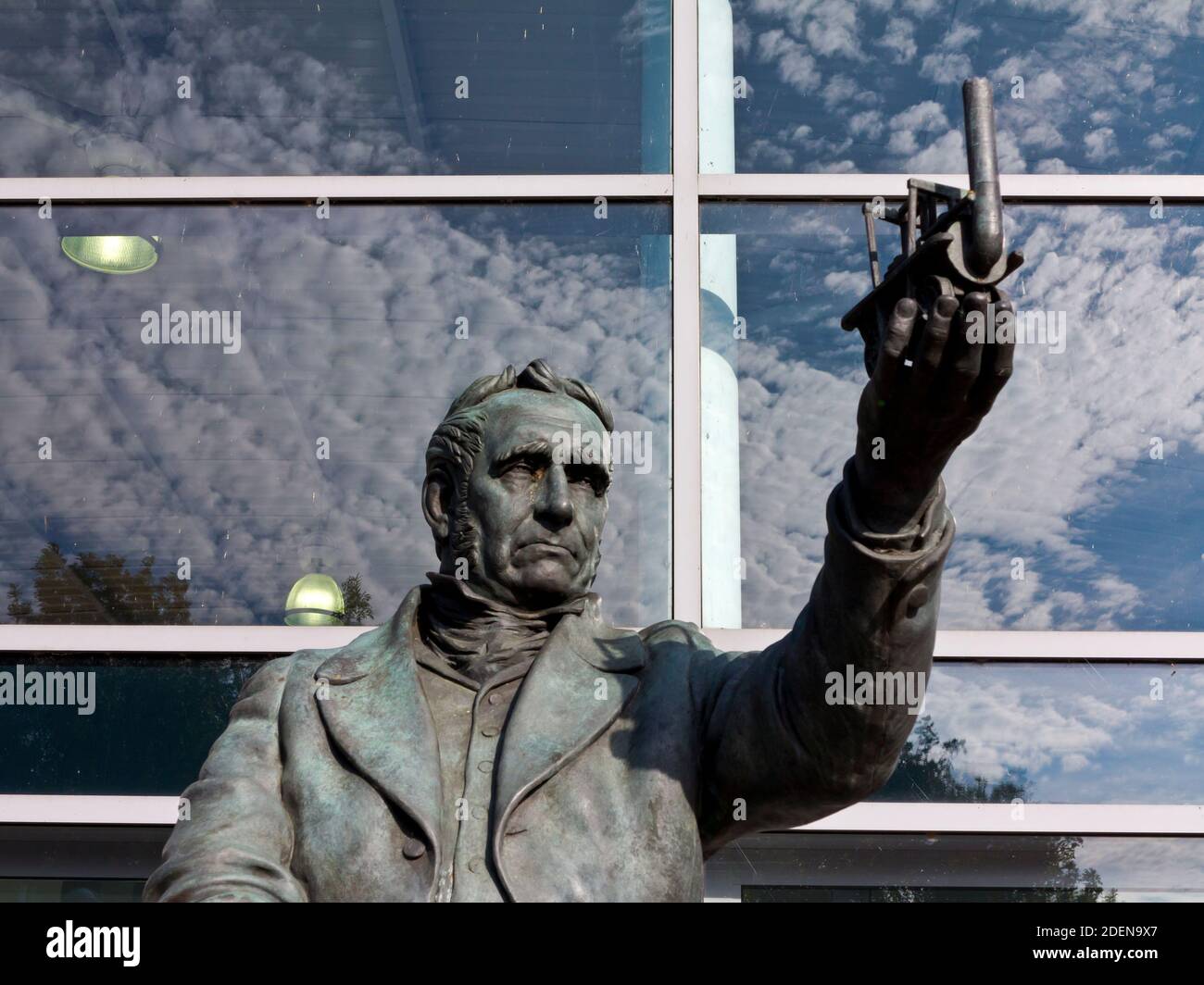 Bronze statue of George Stephenson 1781-1848 by Stephen Hicklin outside ...