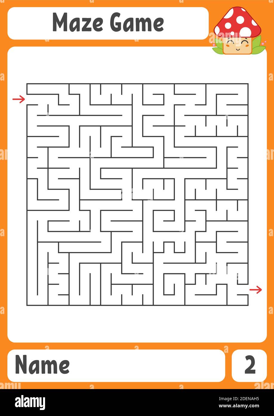 Square maze. Game for kids. Puzzle for children. Labyrinth conundrum ...