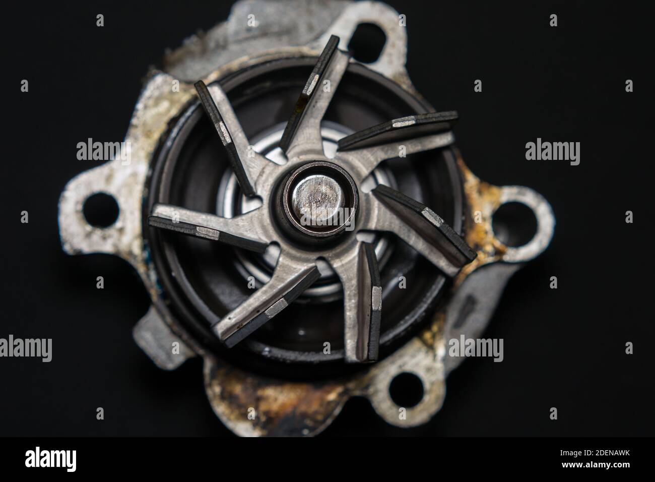 close-up photo of a used water pump from a car Stock Photo - Alamy
