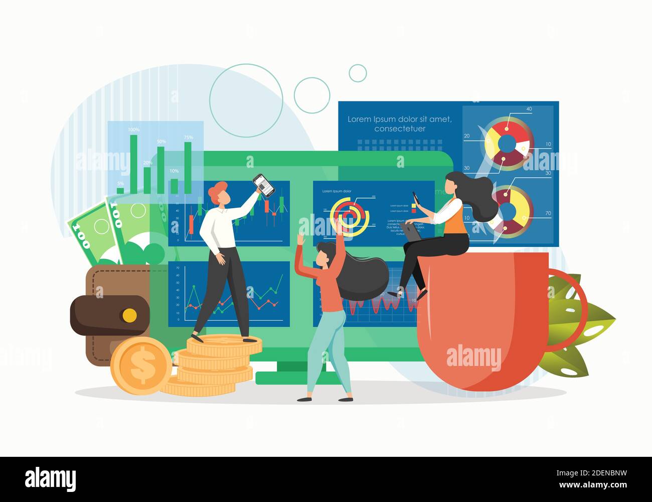 Stock market and trading concept flat vector illustration Stock Vector ...