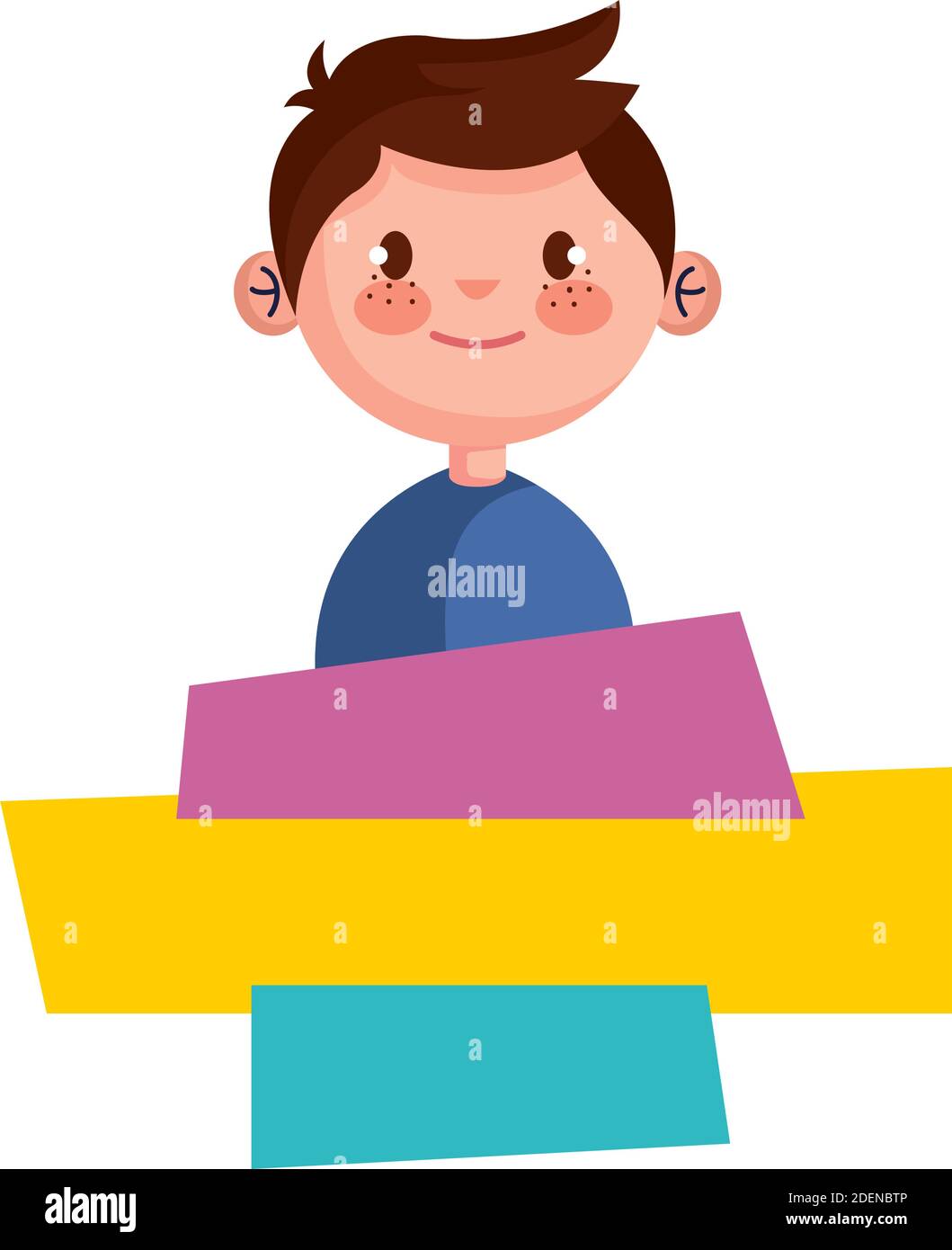 cute little boy with colors label avatar character Stock Vector Image ...