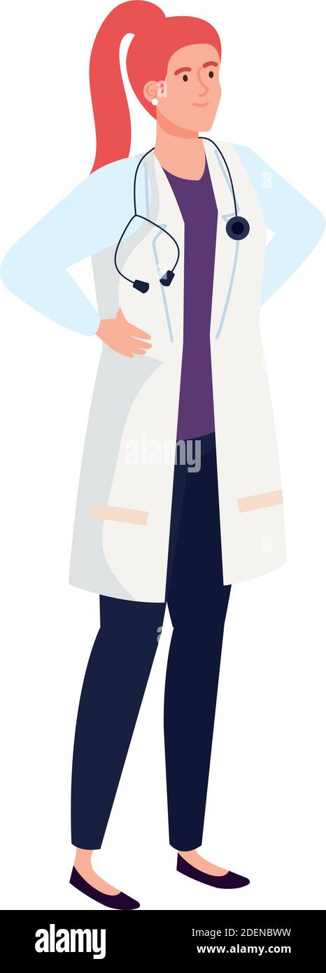 professional female doctor with stethoscope avatar character Stock ...