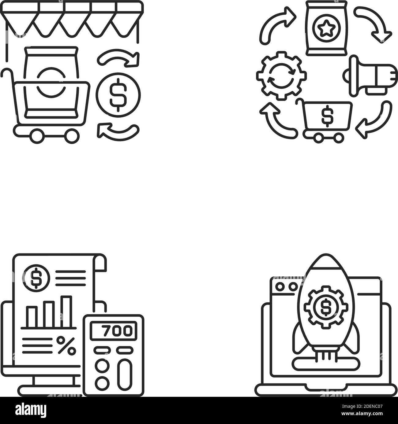 Business planning linear icons Cut Out Stock Images & Pictures - Alamy