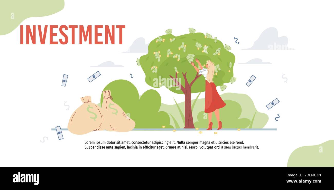 Flat cartoon character make profit,financial vector illustration ...