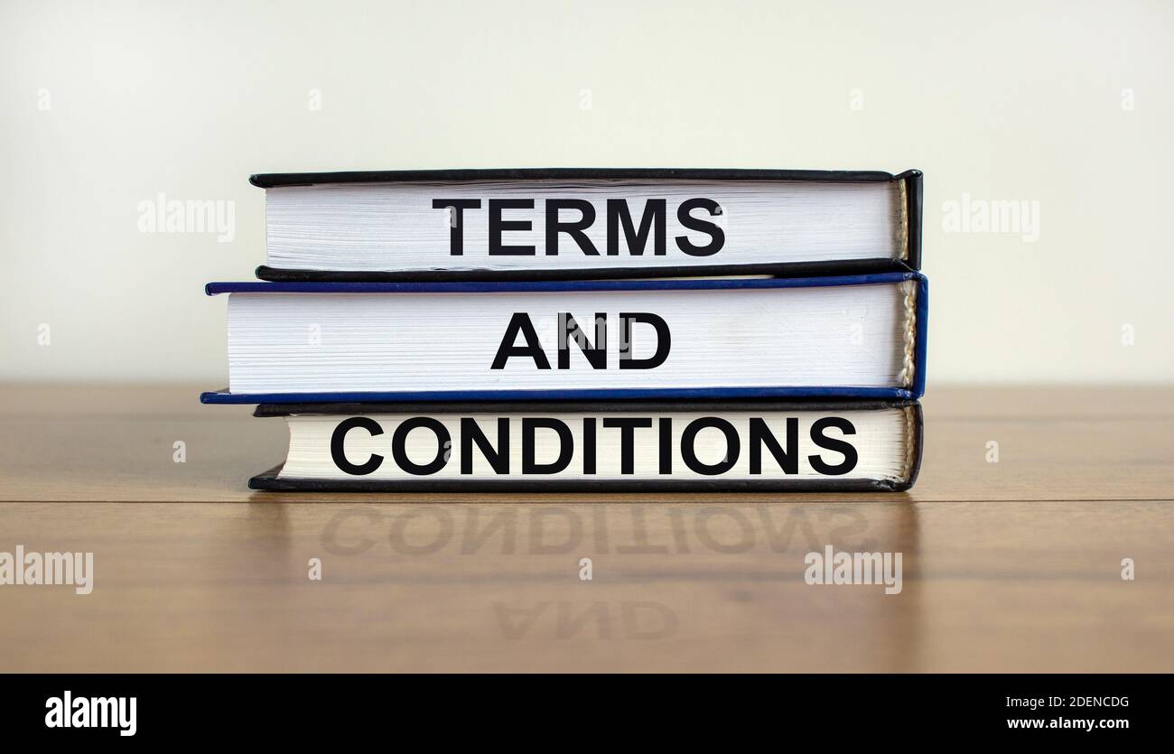 Terms and conditions symbol. Books with the text 'terms and conditions ...