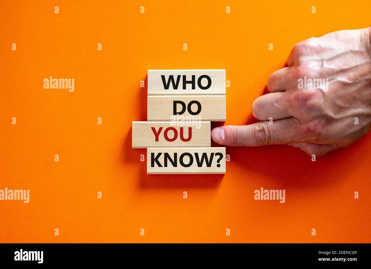 Who do you know symbol. Wooden blocks with words 'who do you know ...