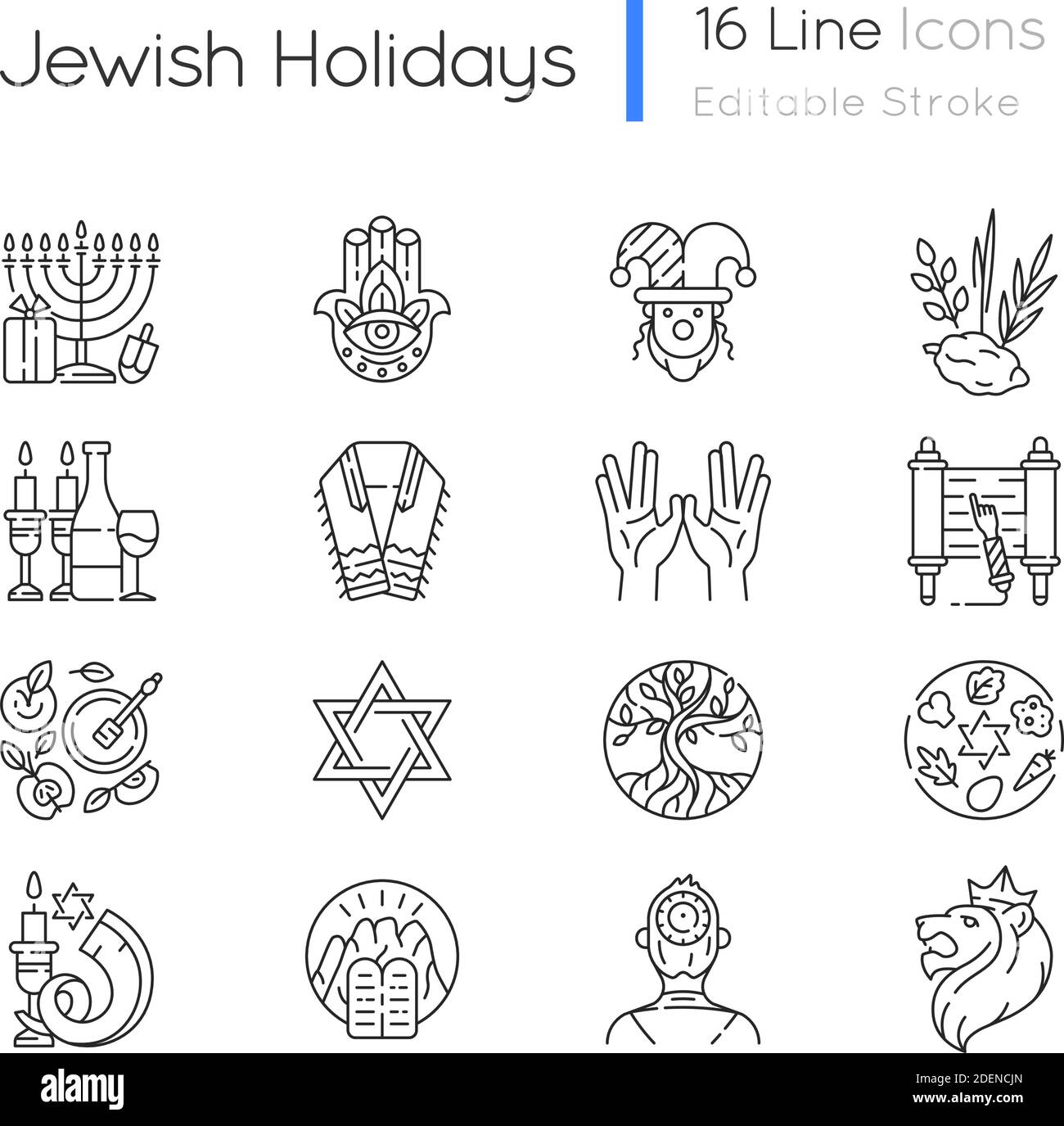 Jewish holidays linear icons set Stock Vector Image & Art - Alamy