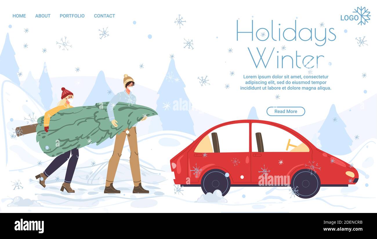 Flat cartoon characters happy holidays vector illustration concept ...