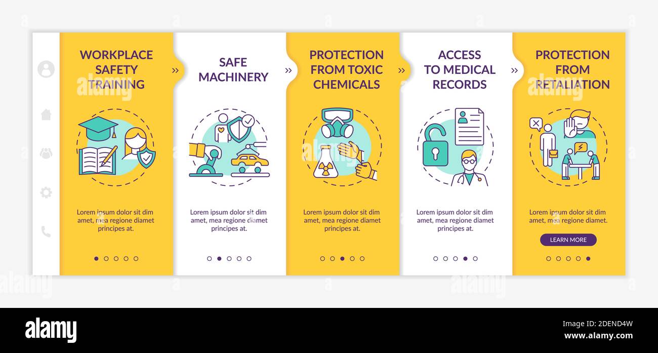 Workplace safety rights onboarding vector template Stock Vector Image ...