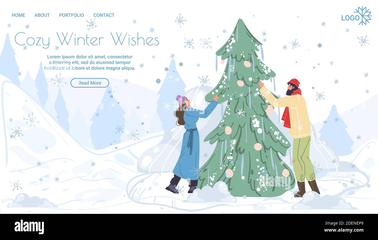 Flat cartoon characters happy holidays vector illustration concept ...
