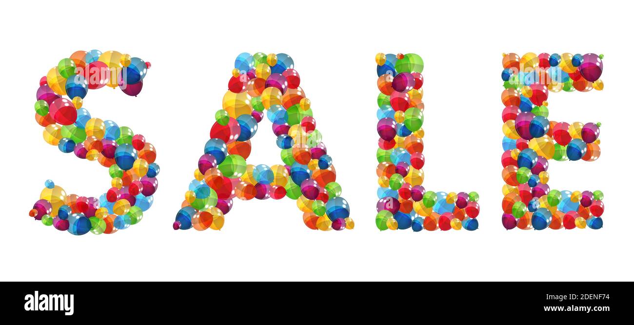 Color Glossy Balloons Sale Concept of Discount. Illustration Stock ...