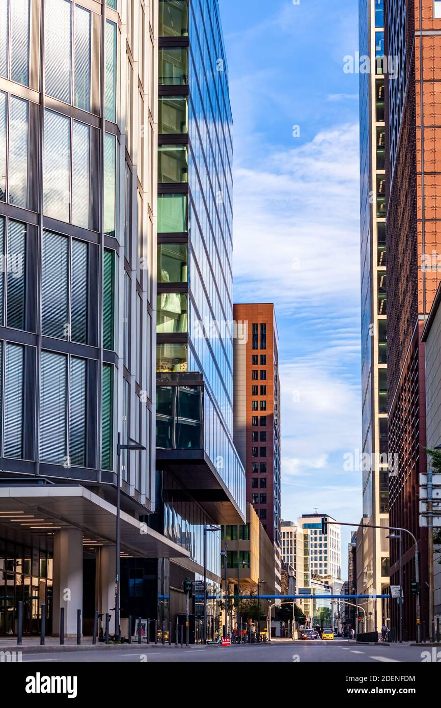 tall skyscraper buildings in the center of modern city, traffic ...