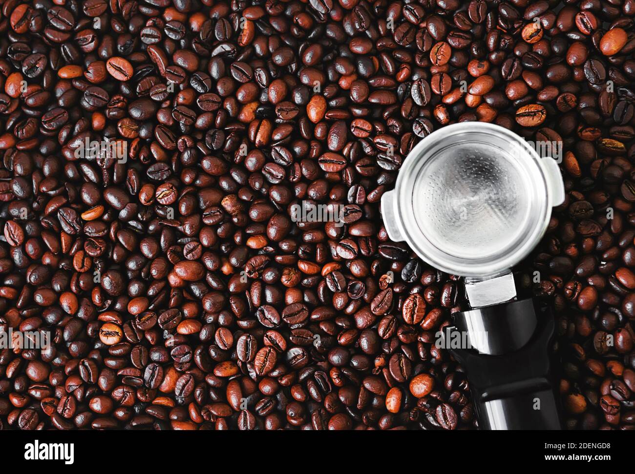 Top view of the filter holder from the coffee machine, which lies on ...