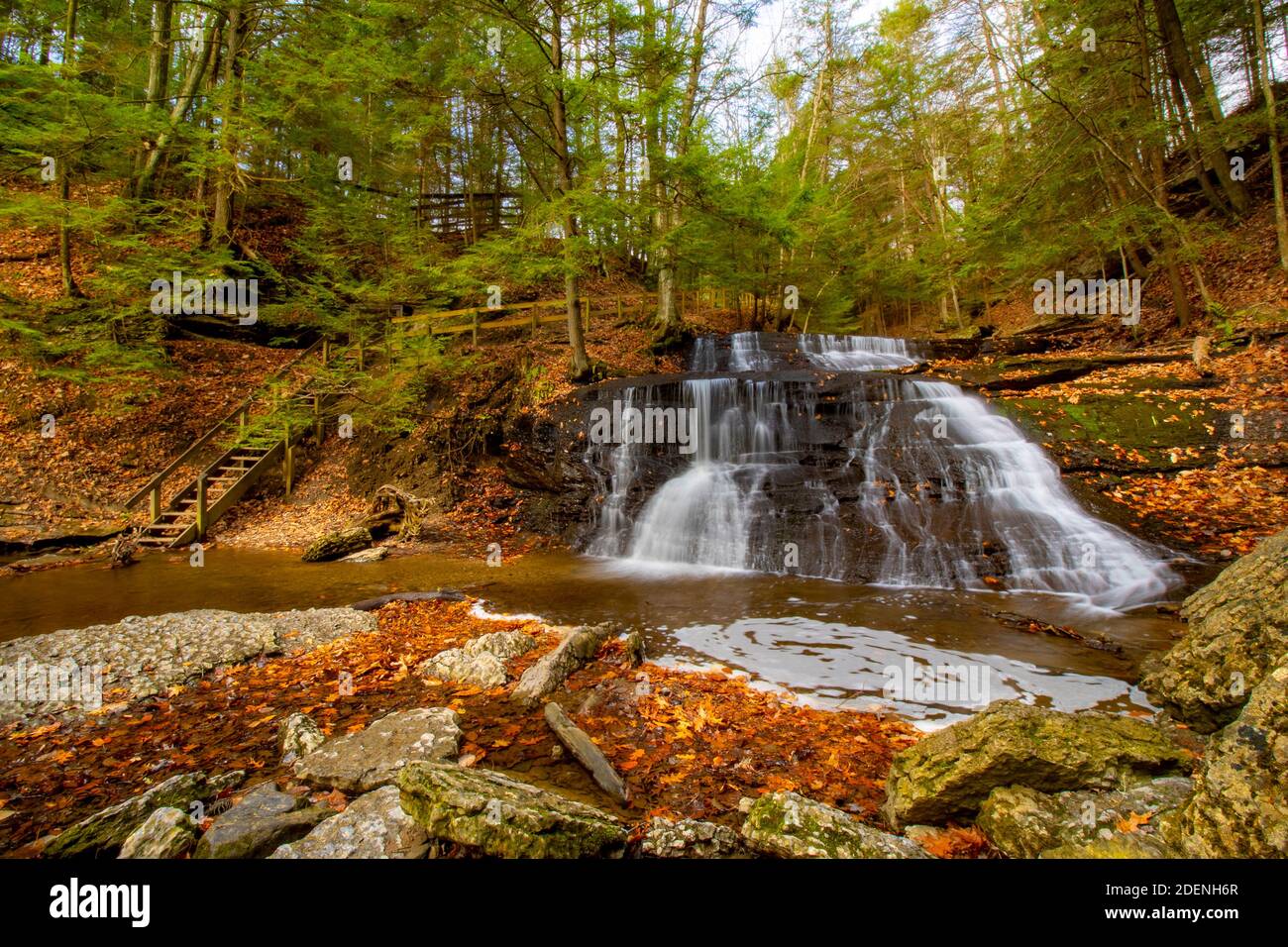 Hells Hollow Falls in McConnell’s Mill State Park on a cloudy November ...