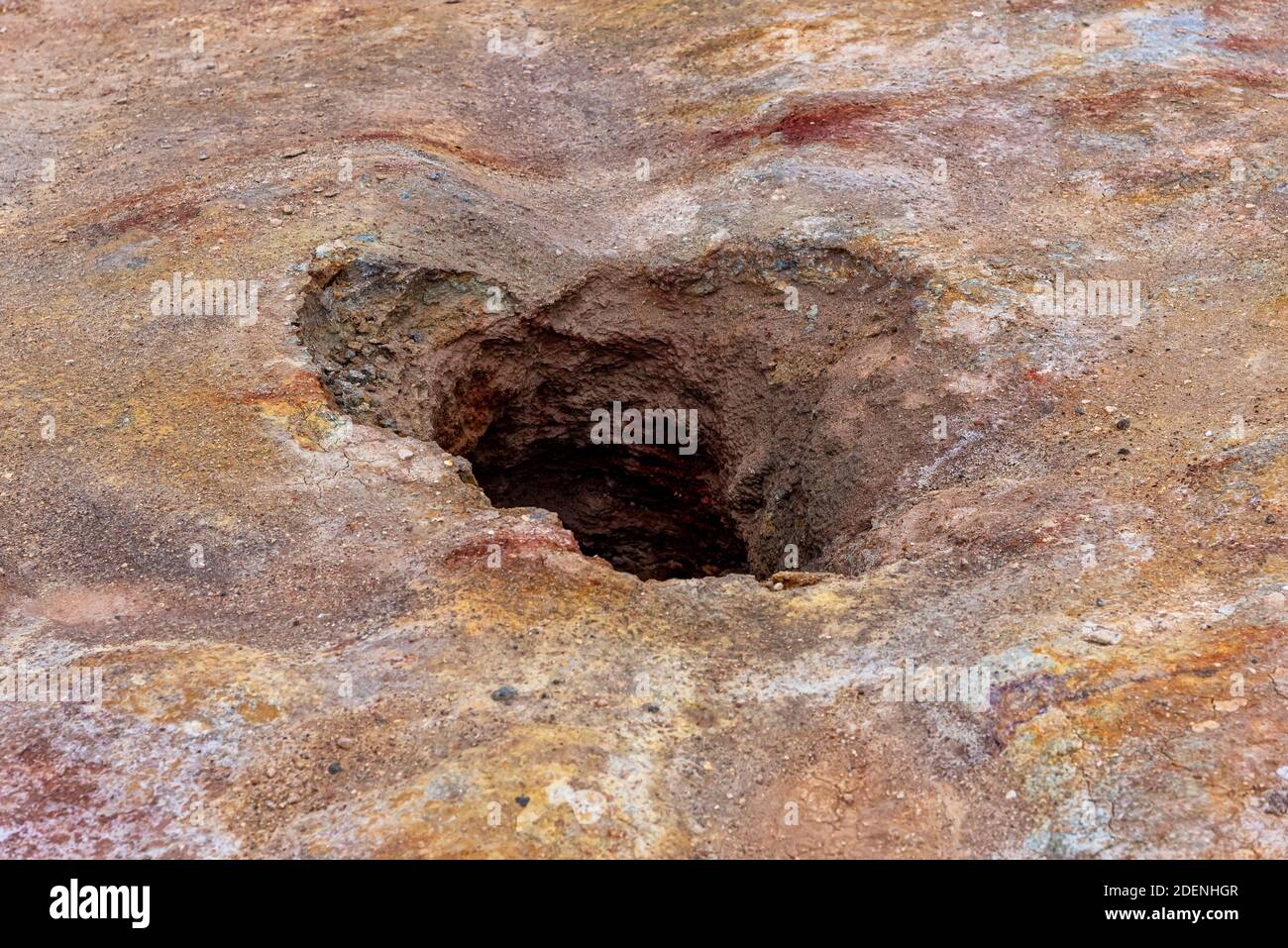 Mud pit with volcanic activity in the Andean Highlands, Bolivia Stock ...