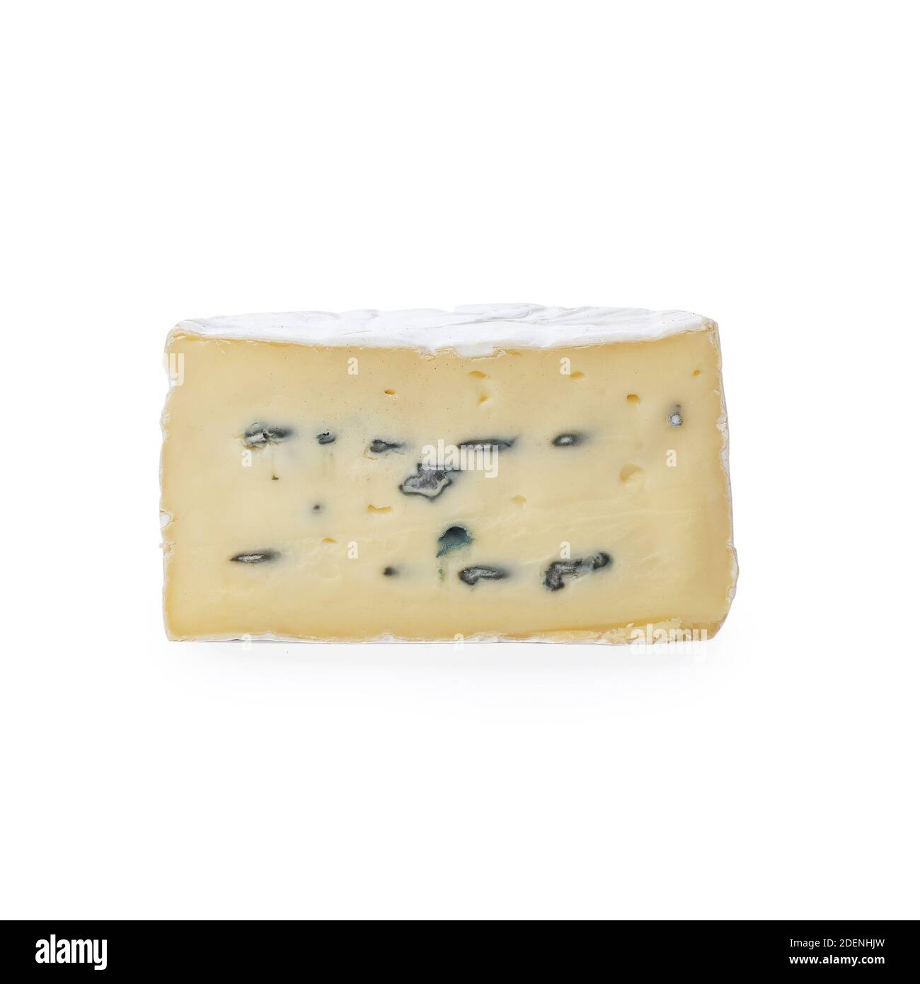 Camembert moldy cheese isolated on white background. Mixture of ...