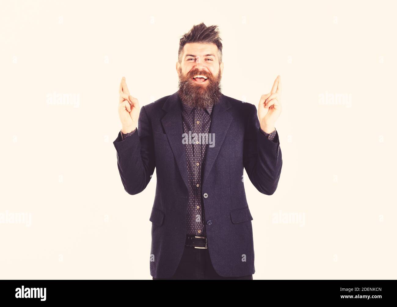 Good luck concept. Bearded man smiles and wishes good luck Stock Photo ...