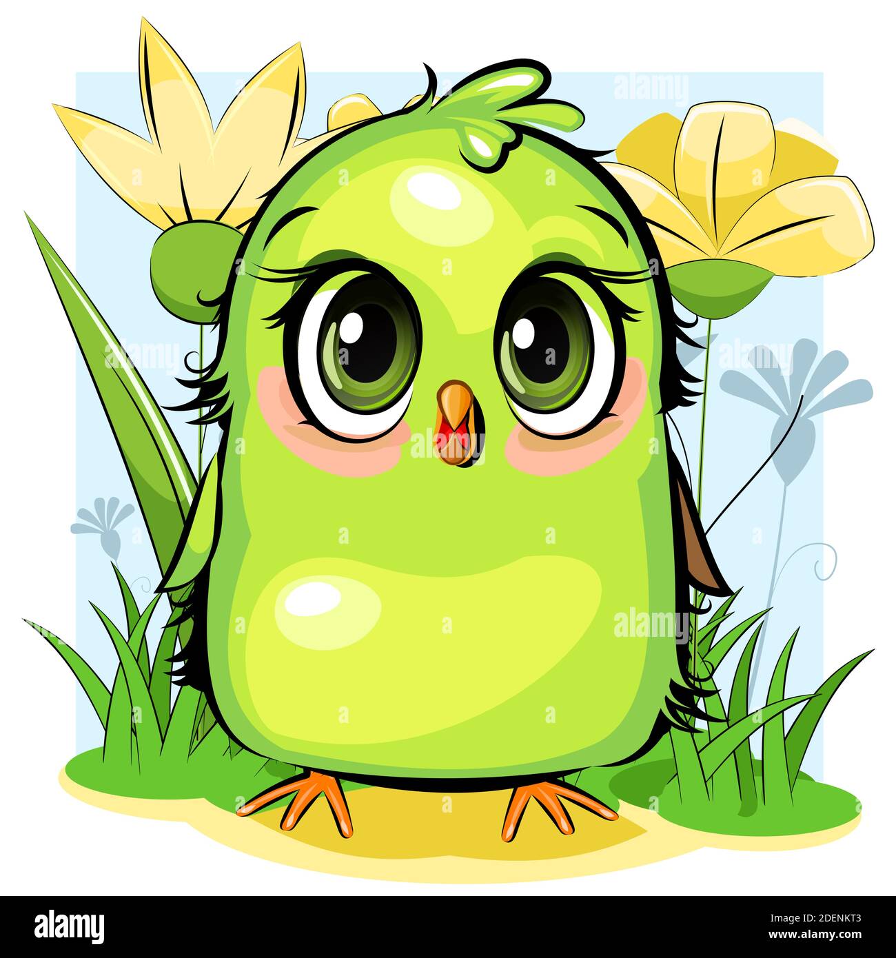 Little parrot. Funny chick. Cute and funny baby bird. The isolated ...