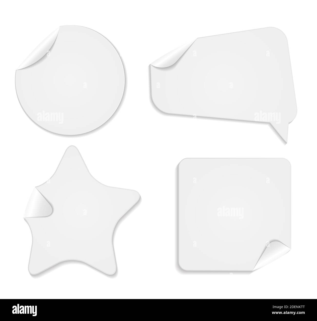 Realistic White Paper Stickers Isolated on White Background ...