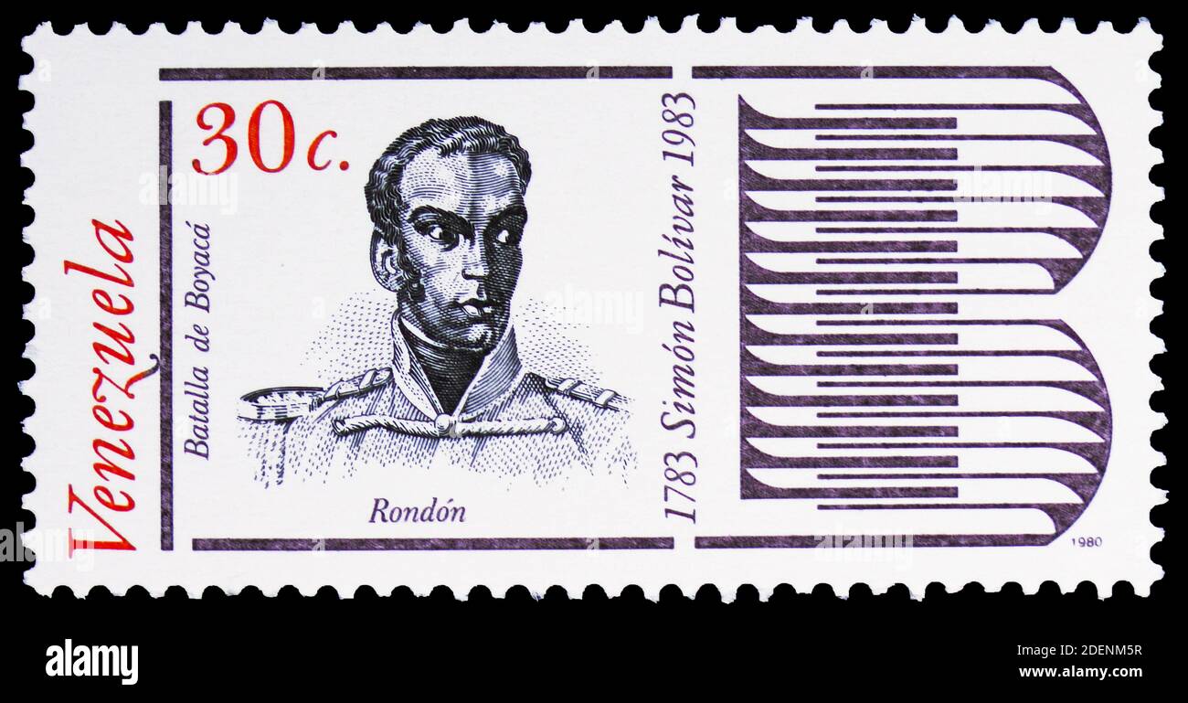 MOSCOW, RUSSIA - JUNE 28, 2020: Postage stamp printed in Venezuela ...