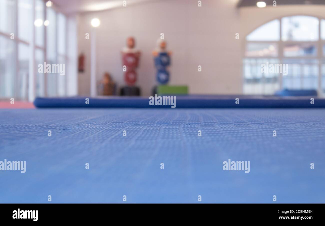 Training room with training equipment for martial arts Stock Photo - Alamy