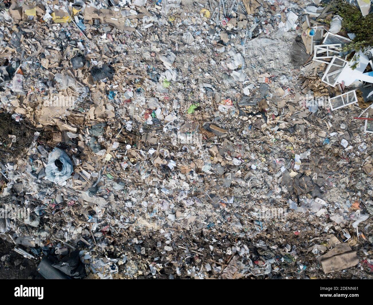Aerial view of dumping site of big city with different types of waste ...