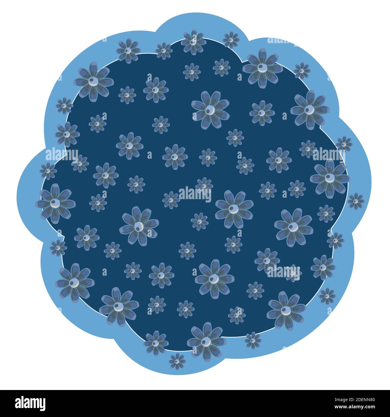 Round abstract background with flowers. Cartoon flat style. Isolated ...