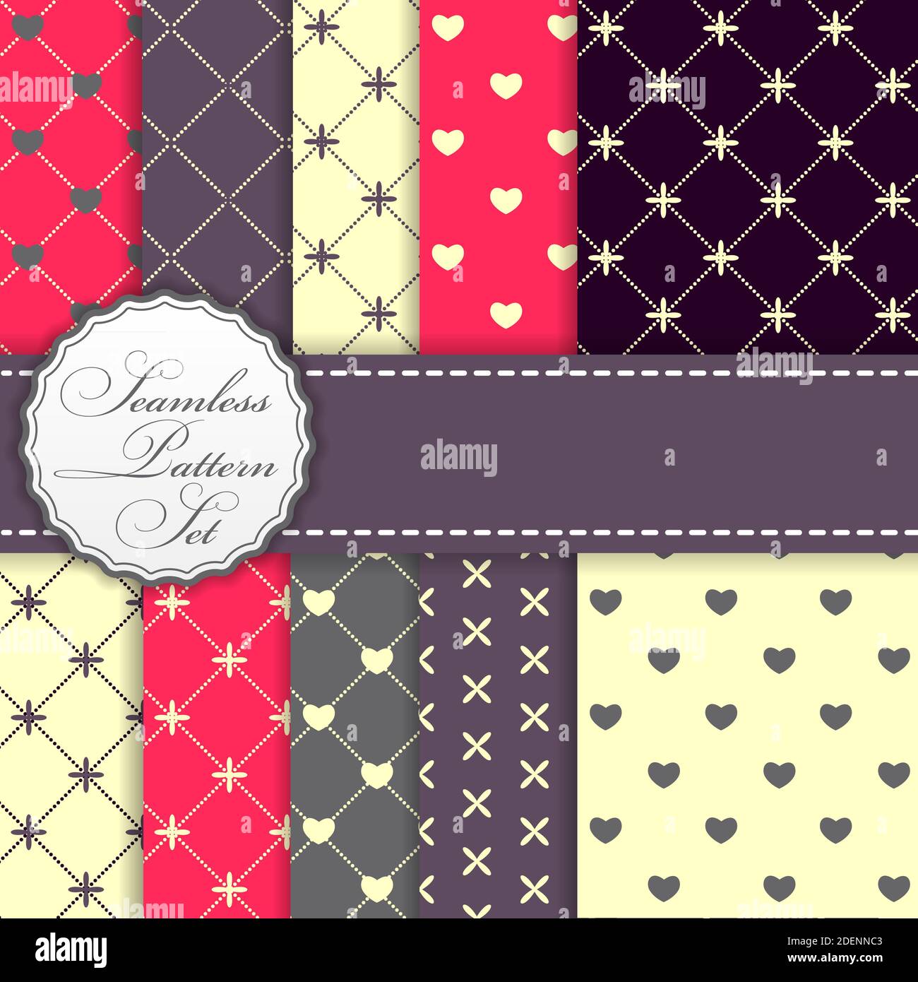 Romantic Seamless Pattern Background Set Illustration Stock Photo - Alamy