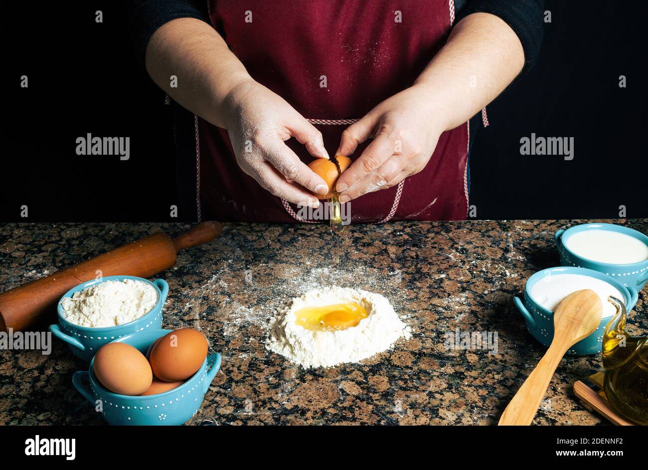 Preparations for making fresh homemade bread. Ingredients for making ...