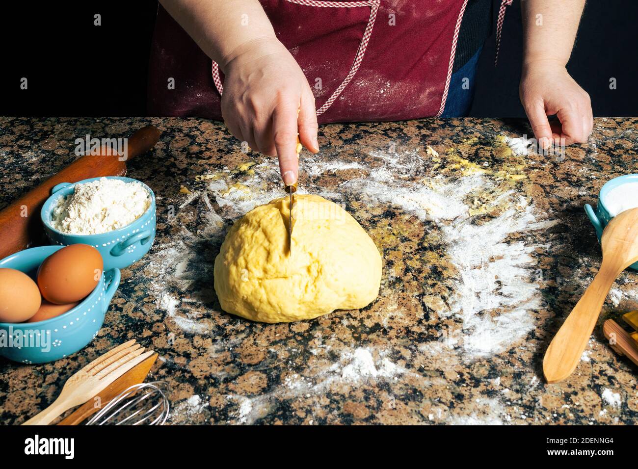 Preparations for making fresh homemade bread. Ingredients for making ...