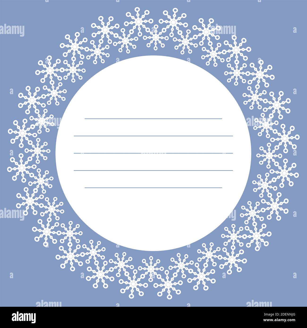 Snowflakes vector. Winter round frame template on blue background. New ...