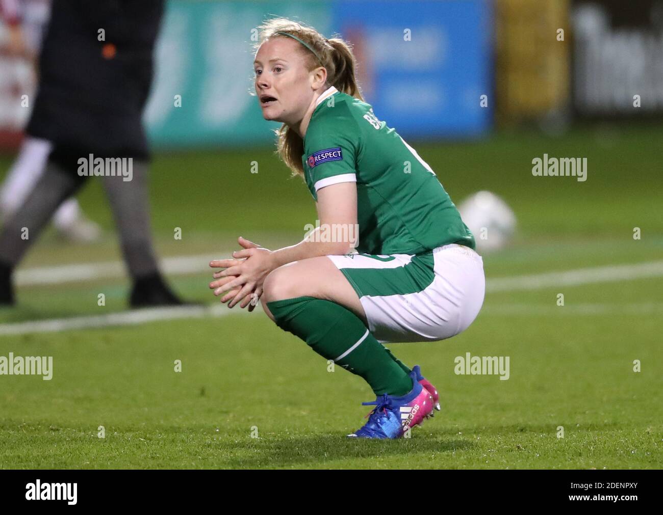 Republic of Ireland's Amber Barrett reacts after the final whistle ...