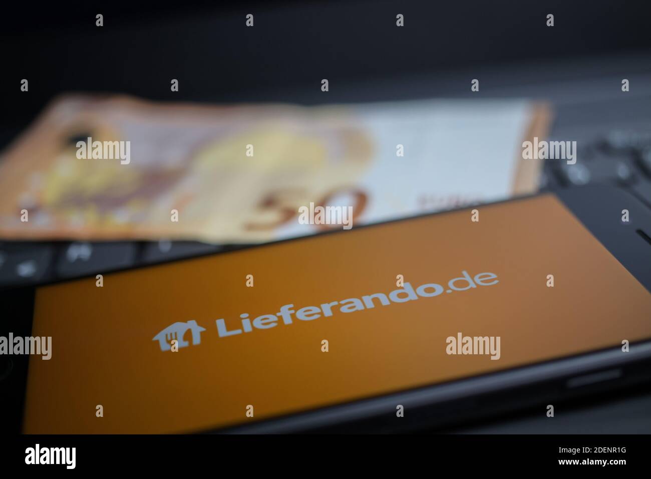 Viersen, Germany - April 9. 2020: Close up of mobile phone screen with ...