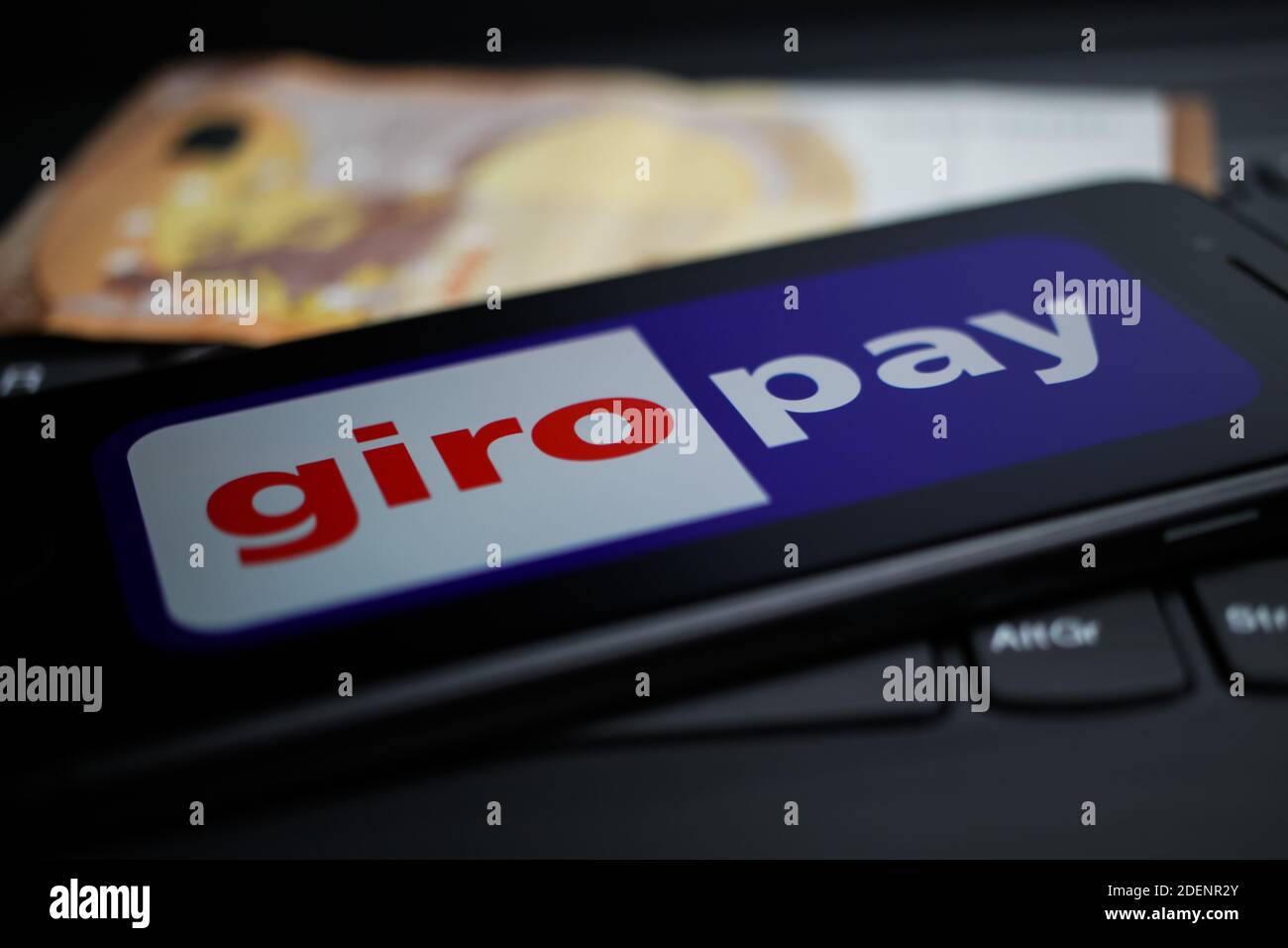 Viersen, Germany - April 9. 2020: Close up of mobile phone screen with ...