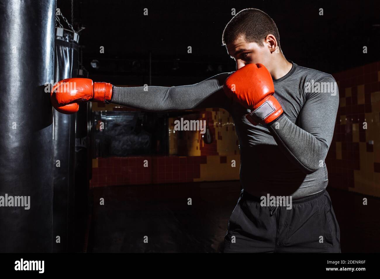 Boxer hits a speed bag in the gym Stock Photo - Alamy